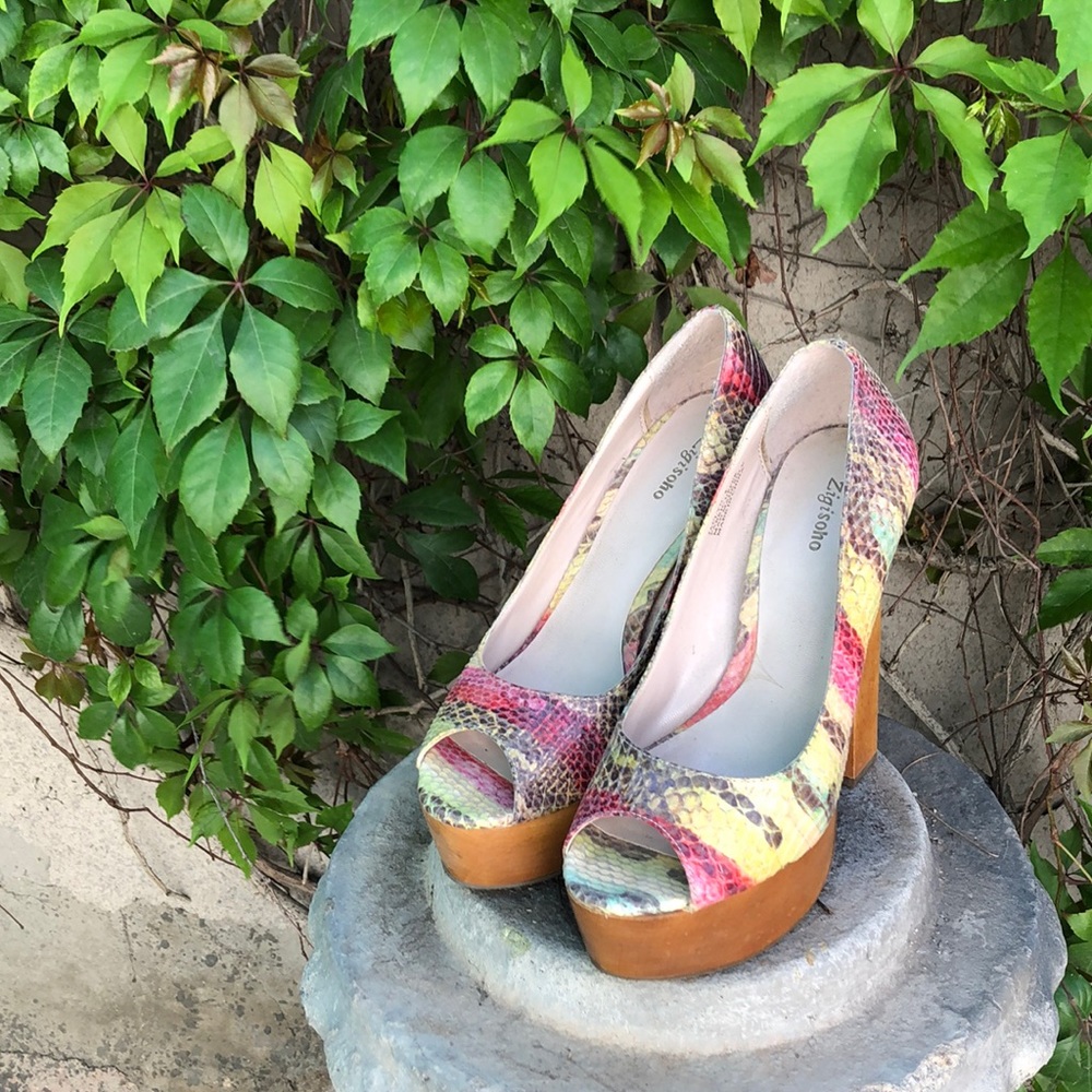 Zigi Soho High Heel Wooden Shoes - Size 8 - Gem